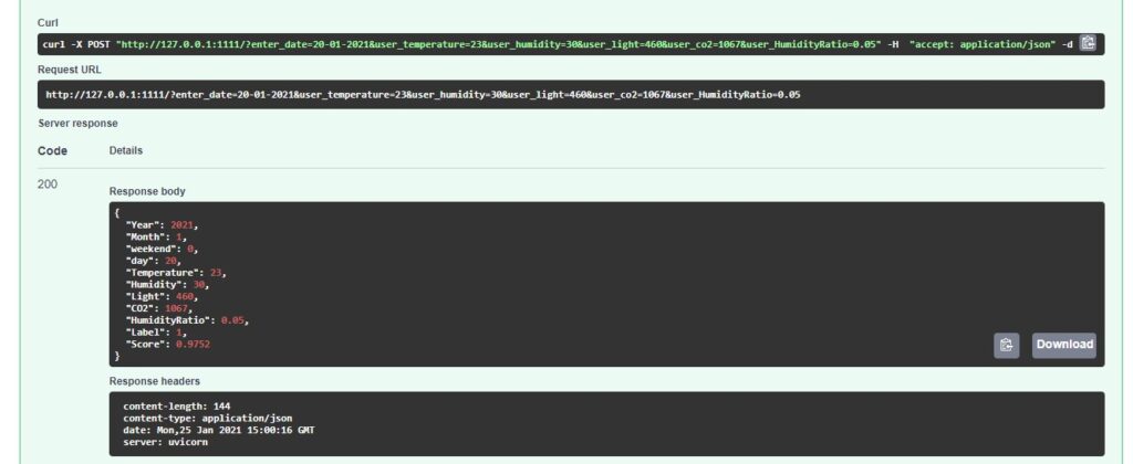 Deploying Office room occupancy prediction using FASTAPI - Data Science Prophet